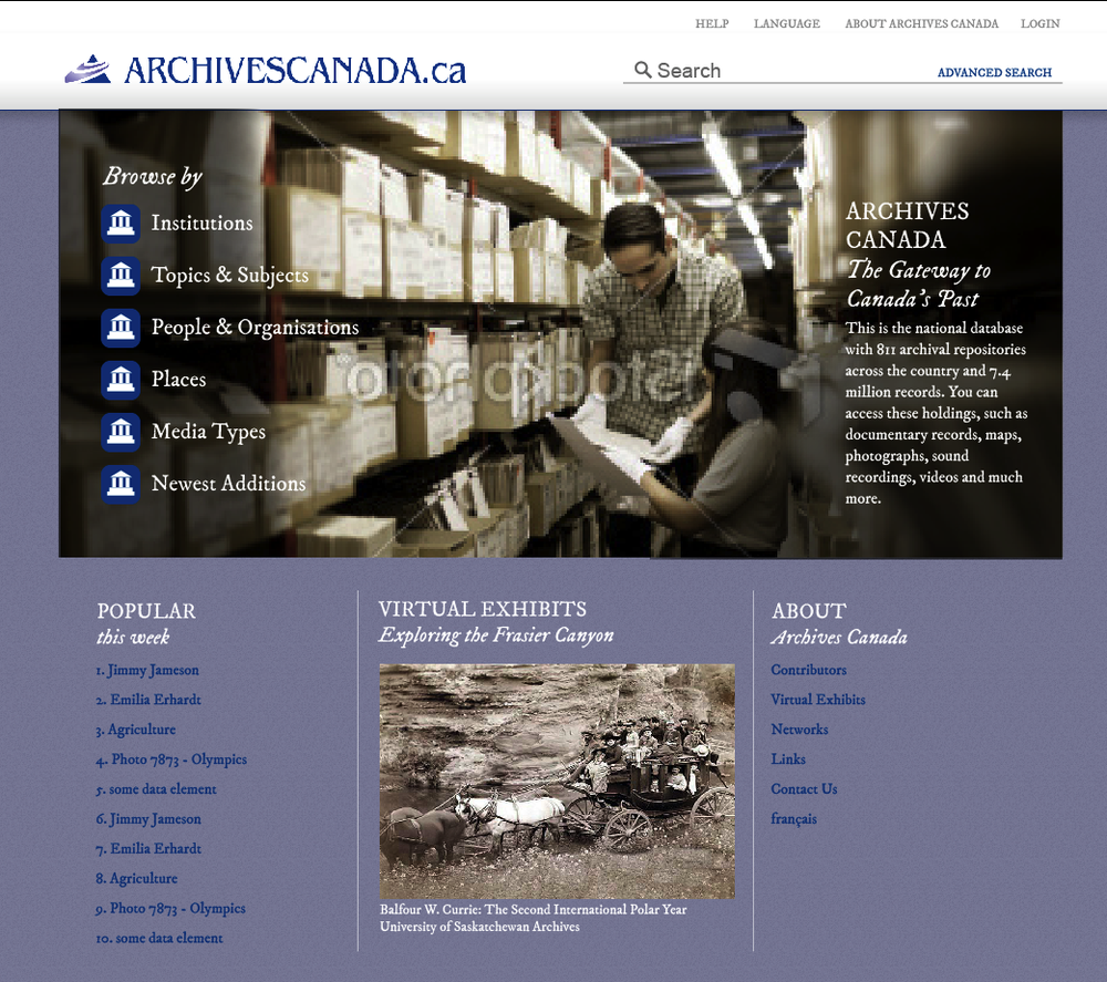 ArchivesCanada: 2012 Wireframes - AtoM wiki